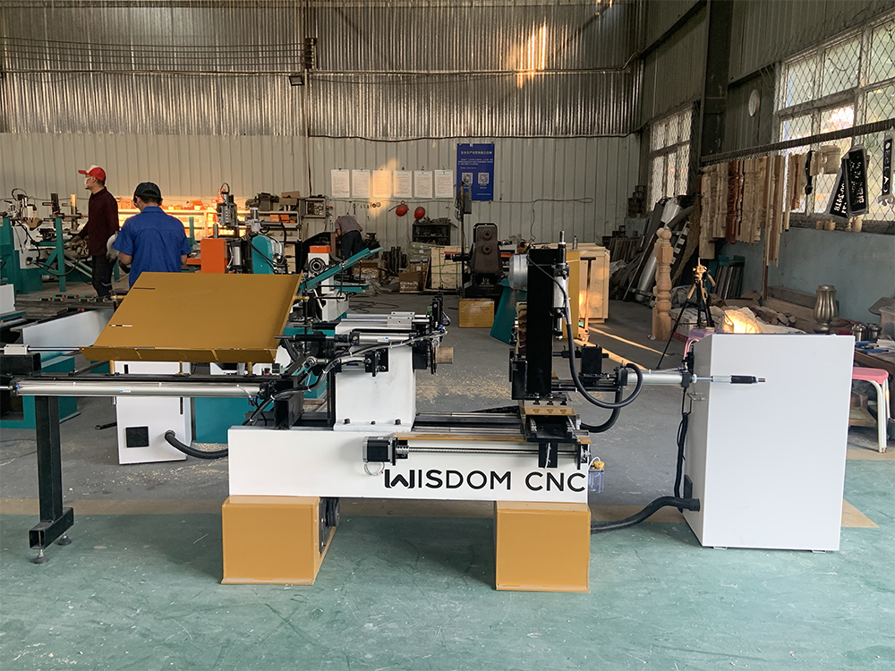 Heavy Auto Feeding Small Cnc Wood Lathe Machine With Polisher Wisdom Cnc