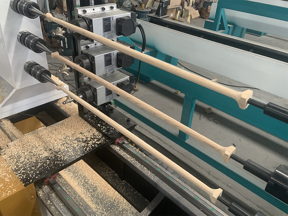 3 Axis CNC Wood Turning Lathe For Pool Cue Billiard Cue Making -Wisdom CNC